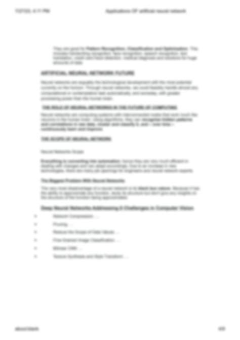 Solution Applications Of Artificial Neural Network Computer