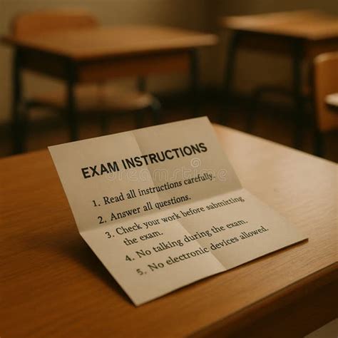 Exam Instructions Placed In Classroom—student Assessment Rules Concept