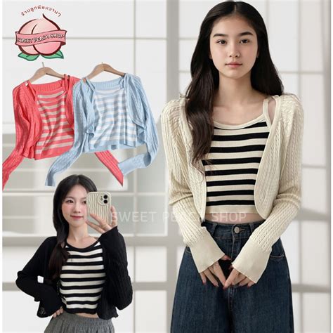 เซ็ต2ชิ้น เสื้อ Bimmy 2 Piece Knit Set เซ็ต เสื้อกล้าม เสื้อตลุมไหมพรม น่ารักใส่สบายสีพื้นๆ