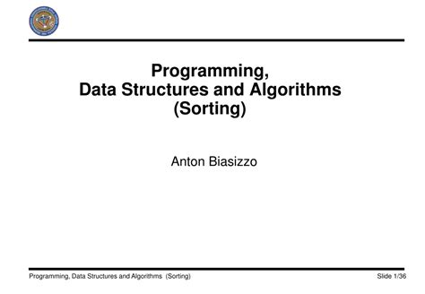Ppt Programming Data Structures And Algorithms Sorting Powerpoint Presentation Id 8738545