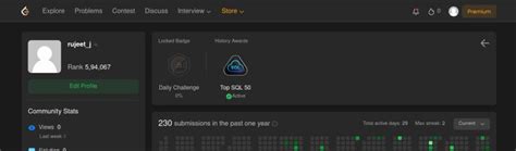 Rujeet Jahagirdar On Linkedin Sql Datascience Continuouslearning Leetcode Achievementunlocked