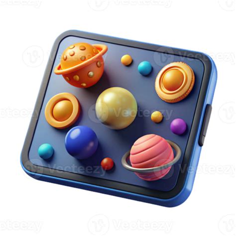 Vibrant Render Of A Colorful Planetary System On A Tablet Screen 55663690 Png