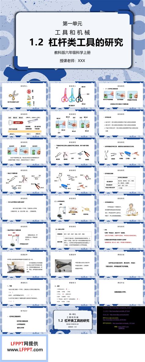 教科版六年级科学上册第一单元《工具和机械 杠杆类工具的研究》ppt课件下载 Lfppt