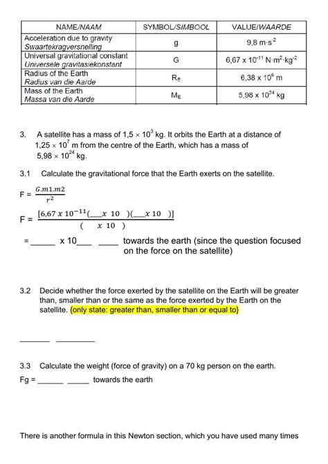 Law Of Universal Gravitation Worksheet Gravitational And Electric