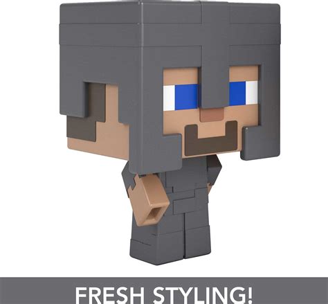 Minecraft Steve In Netherite Armor Mini Action Figure Mob Head Minis Toy With Pixelated Design