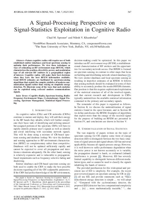 pdf a signal processing perspective on signal statistics exploitation in cognitive radio