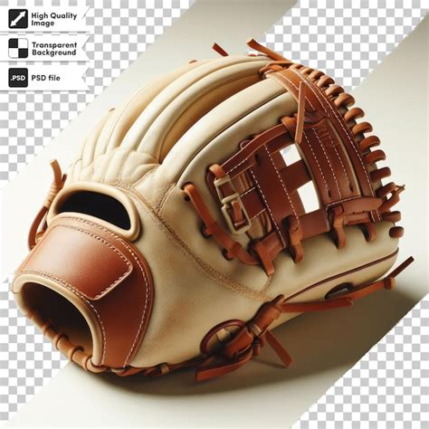 Psd бейсбольная перчатка и мяч на прозрачном фоне с редактируемым слоем маски Премиум Ai