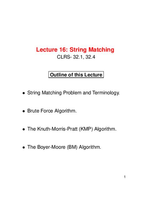 Pdf Lecture 16 String Matching