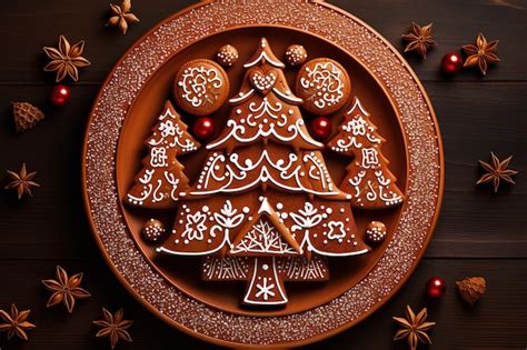 Premium Ai Image Christmas Tree Shape Gingerbread