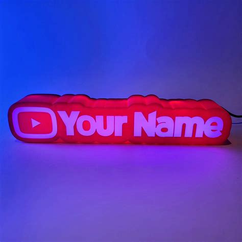 Custom Youtube Channel Name RGB LED Lamp Etsy