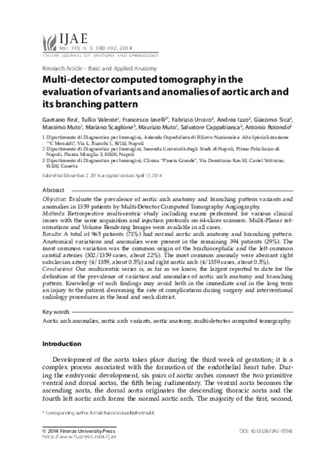 Pdf Multi Detector Computed Tomography In The Evaluation Of Variants And Anomalies Of Aortic