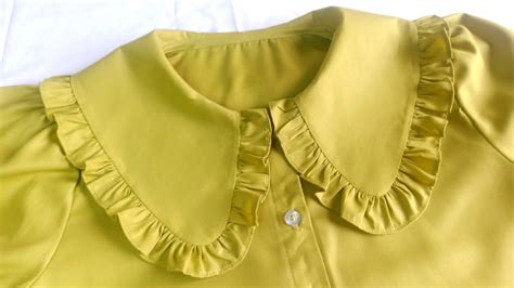 Kerah Rebah Dengan Ruffle Flat Collar With Ruffle Youtube