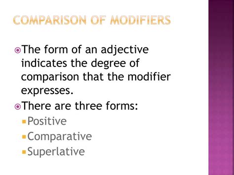 Ppt Comparison Of Modifiers Powerpoint Presentation Free Download