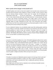 19 Gender Sensitive Language ENGL 211 COLLEGE WRITING Gender Sensitve Language What Is Gender