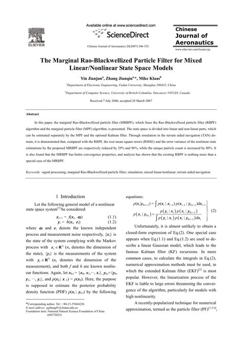 pdf the marginal rao blackwellized particle filter for mixed linear