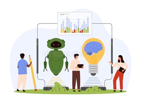 ai machine learning tiny people work with connection of robot and