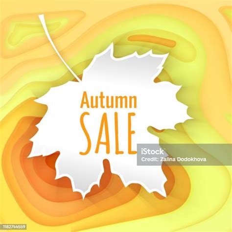 오렌지 종이 컷 배경 가을 판매 배너 템플릿 노란색 종이 컷 모양 전단지에 대 한 가을 시즌에 제공 쇼핑 판매 또는 프로모션 포스터를 위한 디자인 0명에 대한 스톡 벡터
