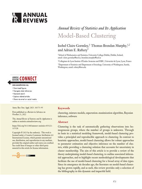 Model Based Clustering Pdf Statistical Inference Cluster Analysis