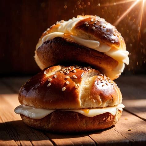 Bun Bread Roll Simple Baked Food Pastry Snack Stock Illustration