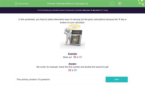 Calculate Without A Calculator 2 Worksheet Edplace