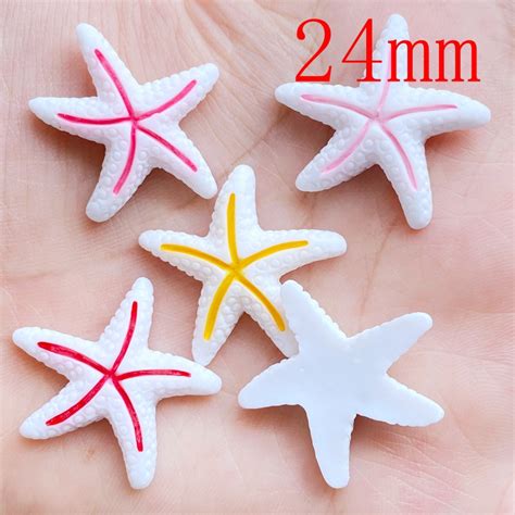 Badu Bg 20 бр Нови сладки мини морски звезди Кабошони от смола с плосък гръб Скрапбукинг