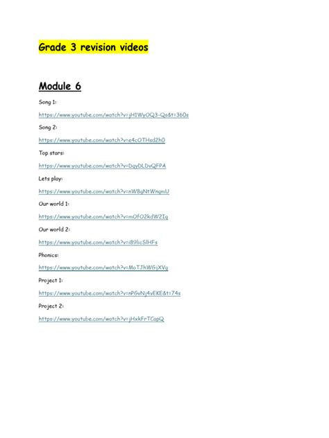 Grade 3 Revision Videos Pdf