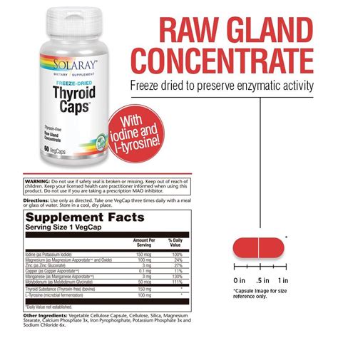 Solaray Freeze Dried Thyroid Caps 60 Capsules For Optimal Thyroid
