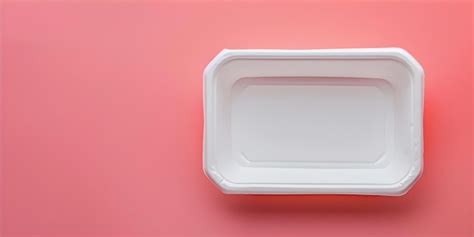 White Styrofoam Food Box From A Top View On Gradient Background Concept Styrofoam Box Food