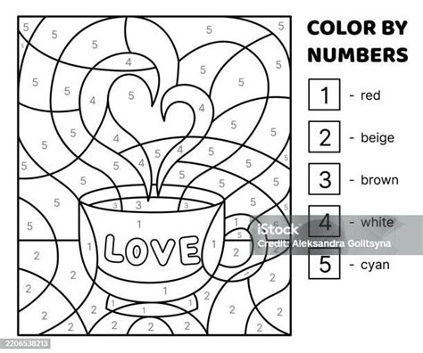 연기가 든 컵 흑인과 백인 숫자로 색칠합니다 색칠 공부 페이지 아이들을 위한 게임 벡터 0명에 대한 스톡 벡터 아트 및 기타 이미지 Istock