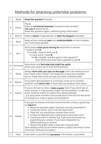 problem solving guidance and practice as and a level maths teaching