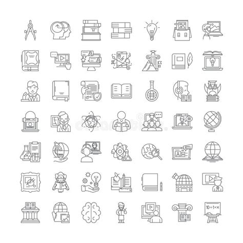 Knowledge Linear Icons Signs Symbols Vector Line Illustration Set 向量例证 插画 包括有 线性 收集 165756574