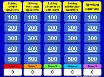 Alg Quiz Show Game Solving Linear Equations In A PowerPoint Presentation