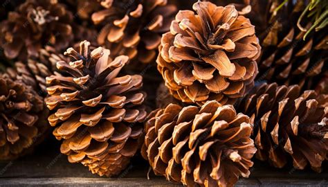 Premium Ai Image Pinecones On Rustic Wood Background