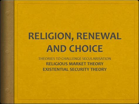 Religious Market And Existential Security Pptx
