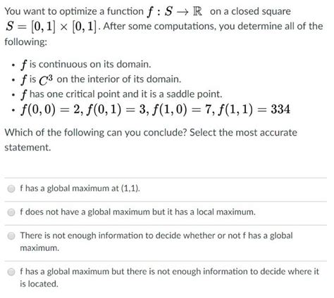 Solved You Want To Optimize A Function F S → R On A Closed