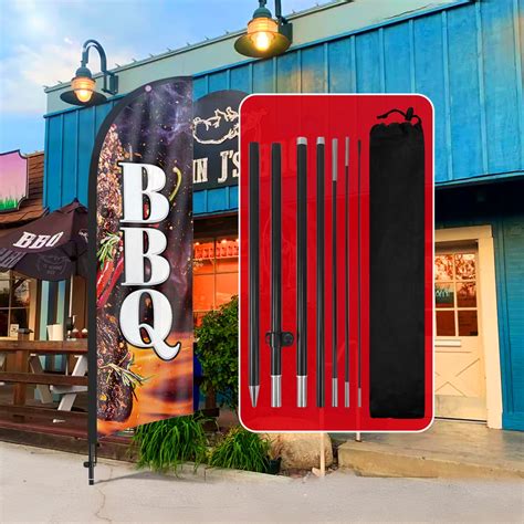 Qsum Bbq Themed Feather Flag 82ft Bbq Restaurant Advertising Swooper