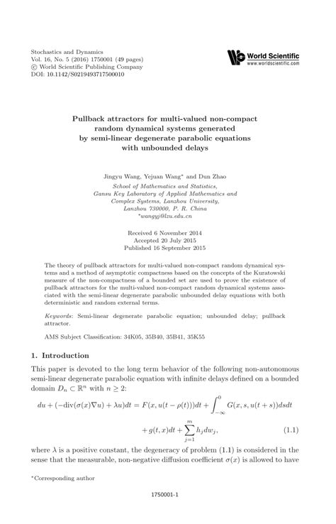 Pdf Pullback Attractors For Multi Valued Non Compact Random Dynamical Systems Generated By