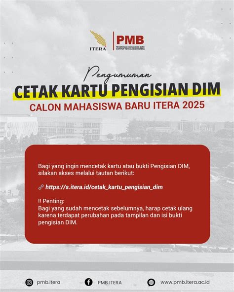 Pmb Itera Info Cetak Kartu Pengisian Dim Bagi Camaba Facebook