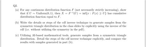 Solved Q2a ﻿for Any Continuous Distribution Function