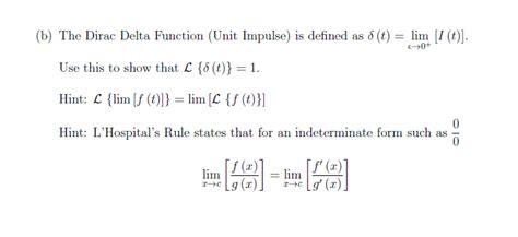Solved An Impulse Function Is Defined As I T If Chegg