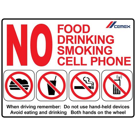 Cs 020 No Food Drink Smoke Cellphone Carroll Printing