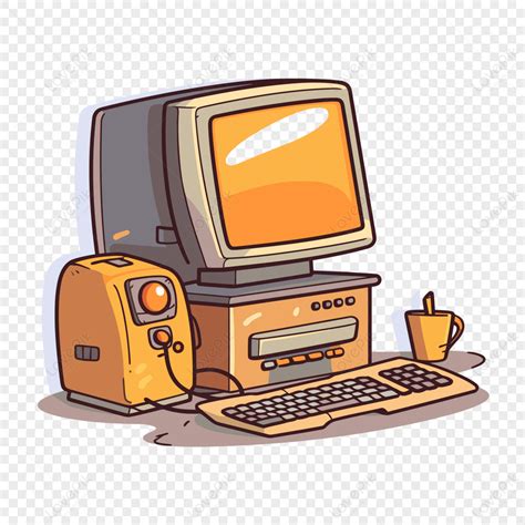 컴퓨터 클립 아트 키보드 격리 된 벡터 일러스트와 함께 만화 레트로 컴퓨터주변입력 장치 Png 일러스트 무료 다운로드 Lovepik