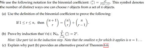 Solved We Use The Following Notation For The Binomial