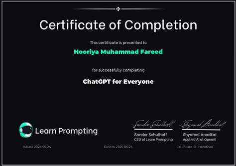 Completed Chatgpt Course With Openai Hooriya Muhammad Fareed Posted