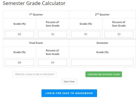 Semester Grade Calculator Easy Use Semester Exam Grade Calculator