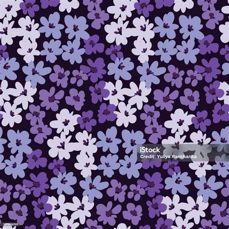 작은 파란색 꽃과 매끄러운 패턴 캐주얼 한 손으로 그린 꽃과 자유 꽃 프린트 심플한 디자인의 로맨틱한 식물 배경 벡터 그림입니다 0명에 대한 스톡 벡터 아트 및 기타 이미지