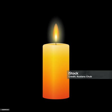 검은 색 배경에 불꽃이있는 빨간색 노란색 촛불 심지에서 불이 타버린다 침묵의 분 비극적인 사건 희생자의 기억을 기리기 위해 벡터 촛불 조명 장비에 대한 스톡 벡터 아트 및