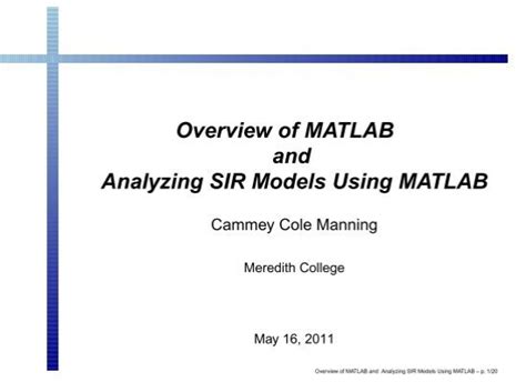 overview of matlab and analyzing sir models using samsi