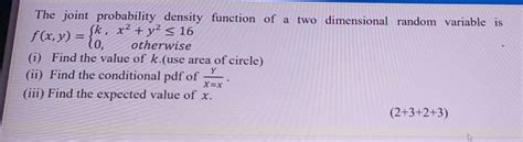 Solved Two Dimensional Random Variable Is The Joint