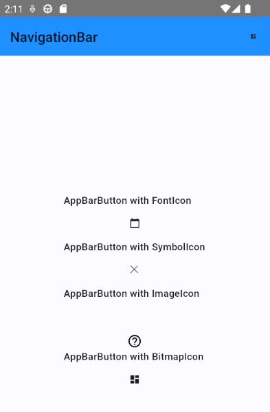 Exception In Appbarbutton When It Is Inside A Navigationbar In Android